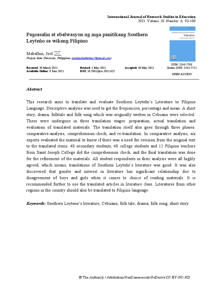 Pagsasalin at Ebalwasyon NG Mga Panitika | PDF | Linguistics