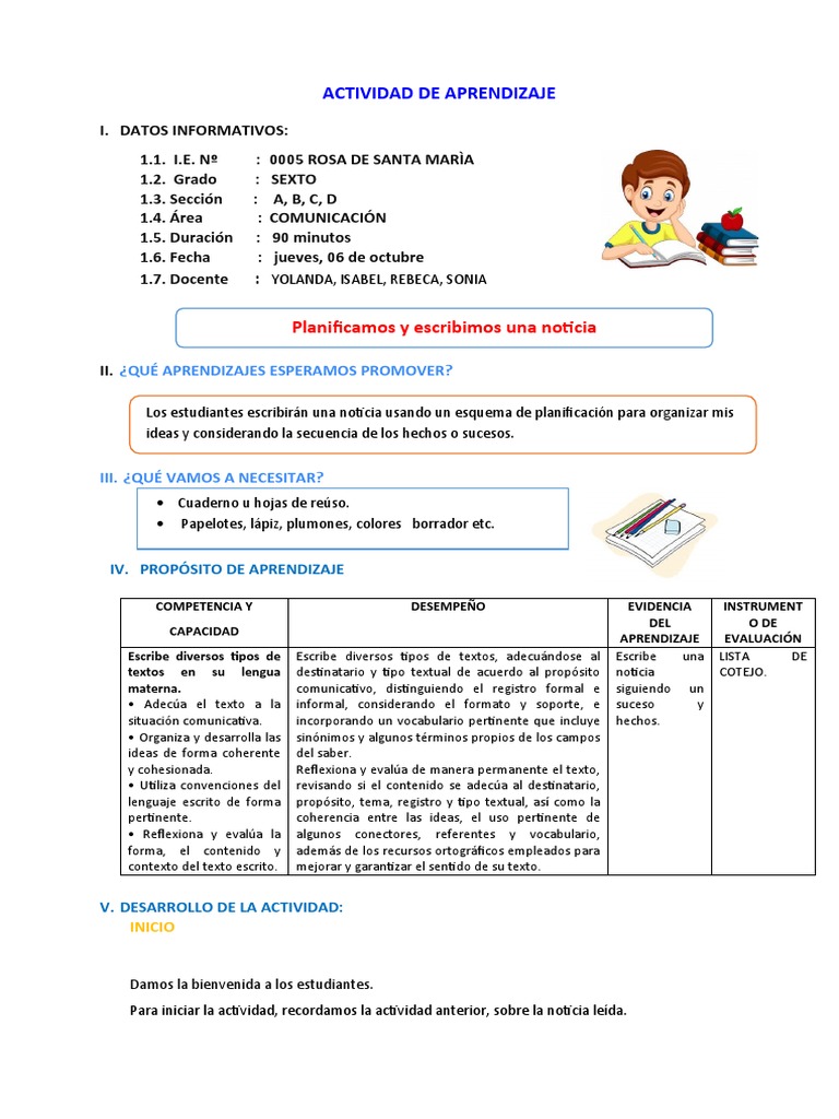 D4 A1 SESION Planificamos y Escribimos Una Noticia | PDF | Evaluación ... D4 A1 SESION Planificamos y Escribimos Una Noticia | PDF | Evaluación ...