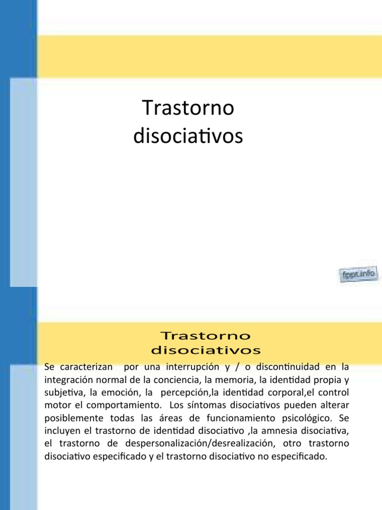 Trastornos Disociativos y Síntomas | PDF