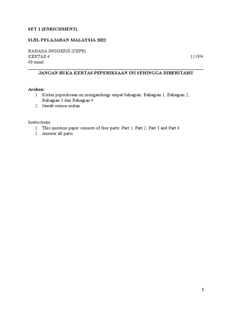 SPM Module Kertas 4 (Enrichment) 2022 | PDF | Adolescence