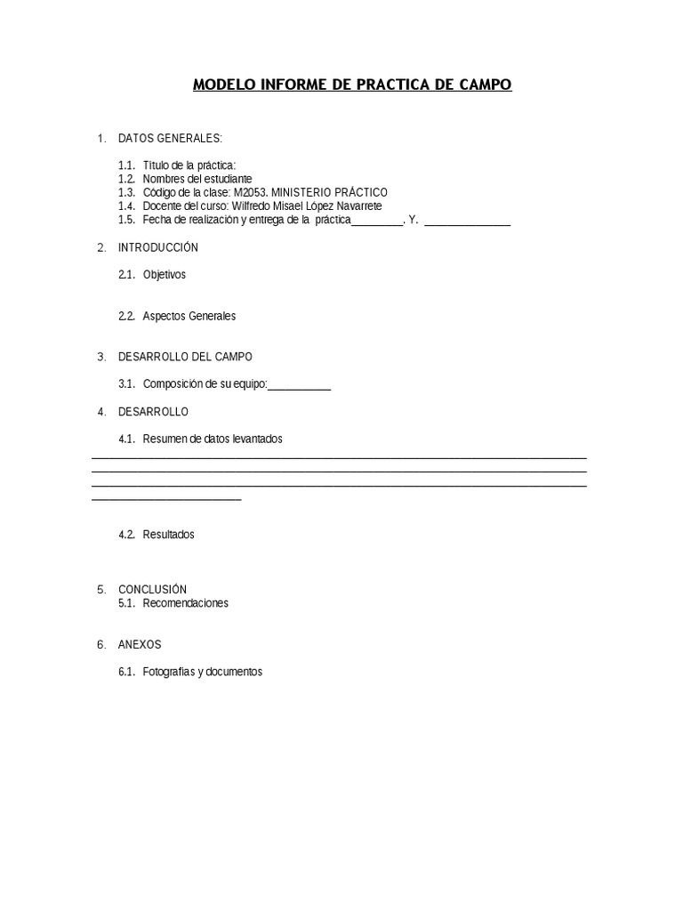 Modelo Informe de Practica de Campo-2 | PDF | Ciencia cognitiva