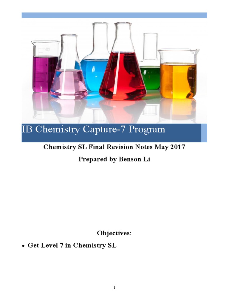 2017 May Final Revision Notes Chemistry SL by Benson | PDF | Chemical ...