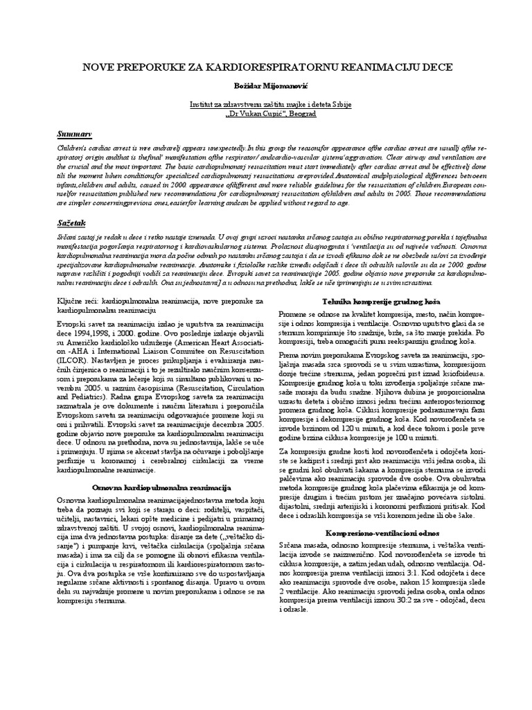 Nove Preporuke Mijomanovic | PDF