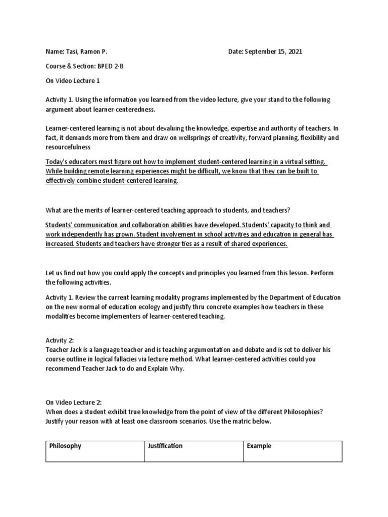 FLCT Activity 1-2 | PDF | Teachers | Learning