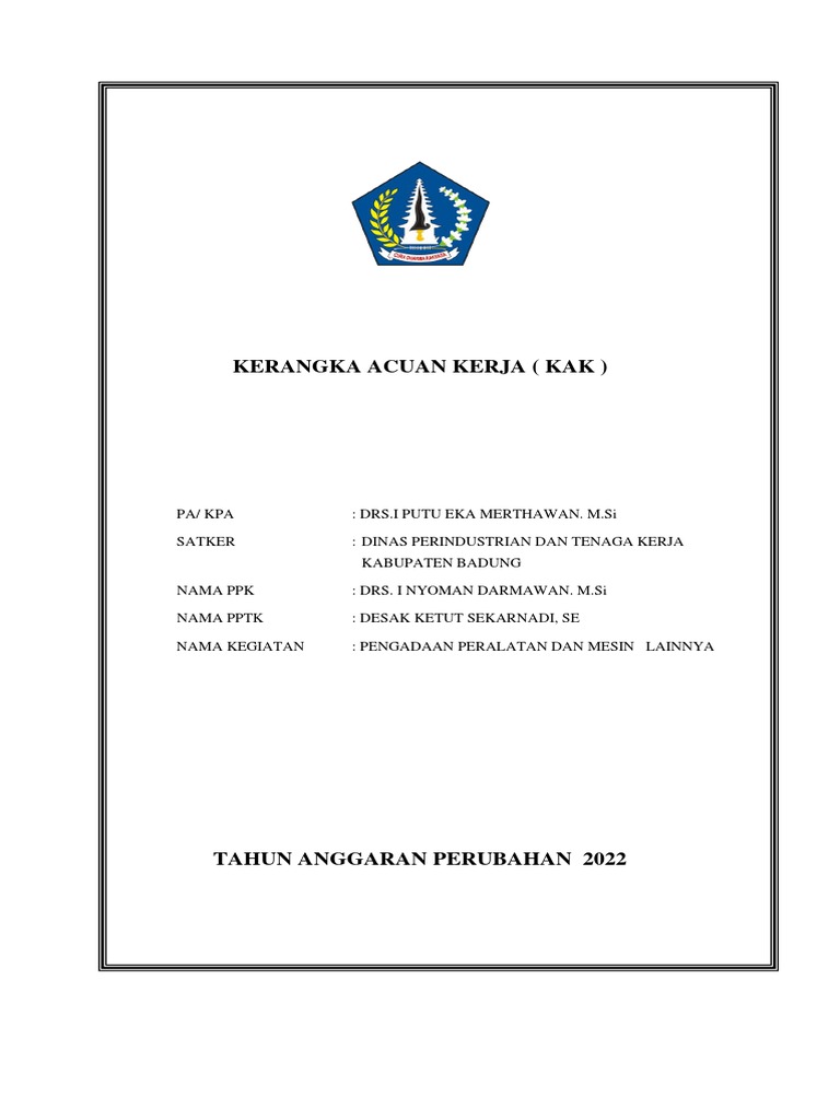 KAK Pengadaan Peralatan Dan Mesin Lainnya | PDF