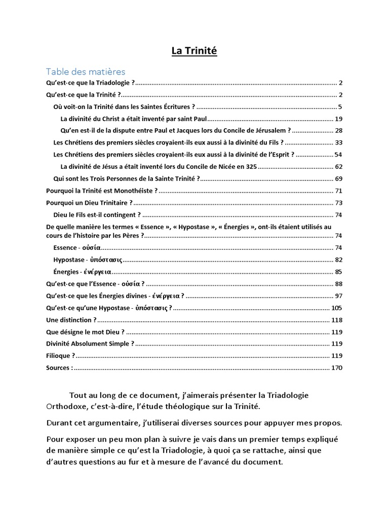 La Trinite-Projet 1 | PDF
