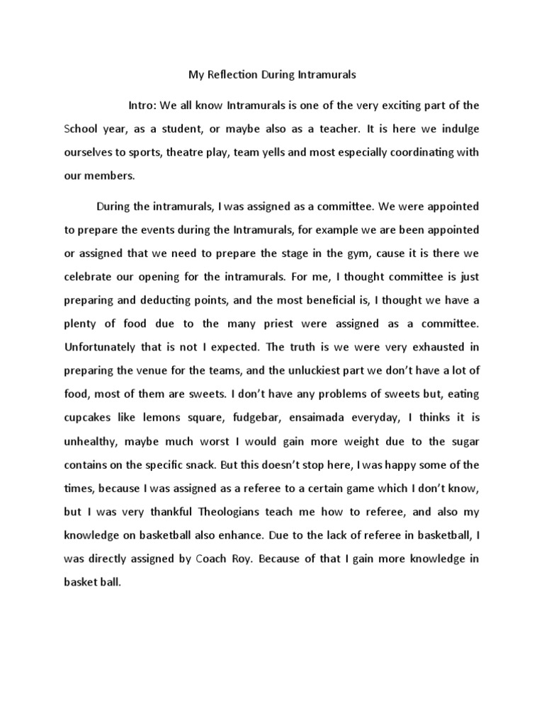 My Reflection During Intramurals | PDF