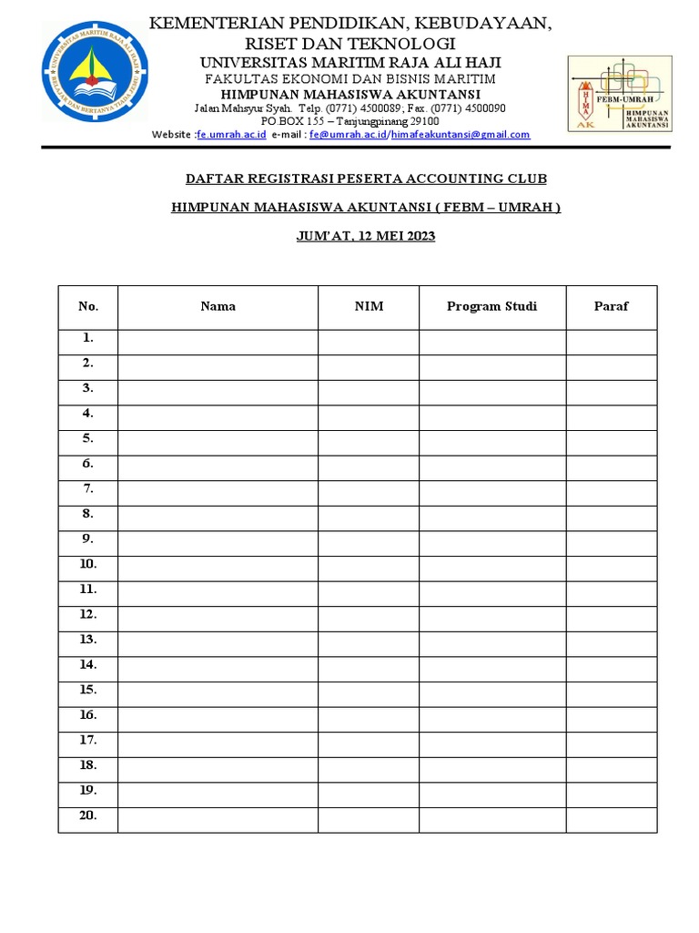 Registrasi Peserta Accclub | PDF