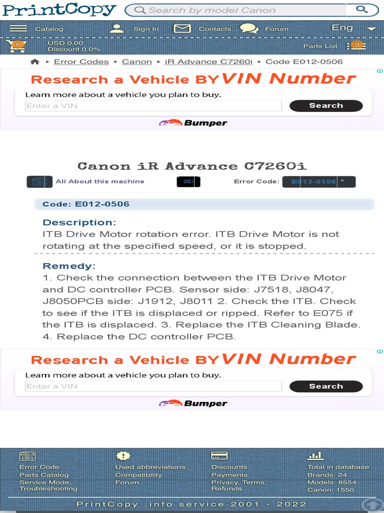 Error Codes Canon IR Advance C7260i Code E012-0506 | PDF | Finance & Money Management