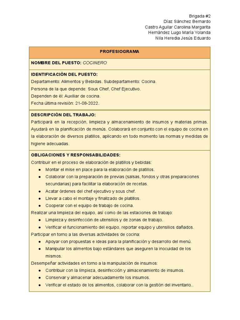 Perfil de Puesto Completo | PDF