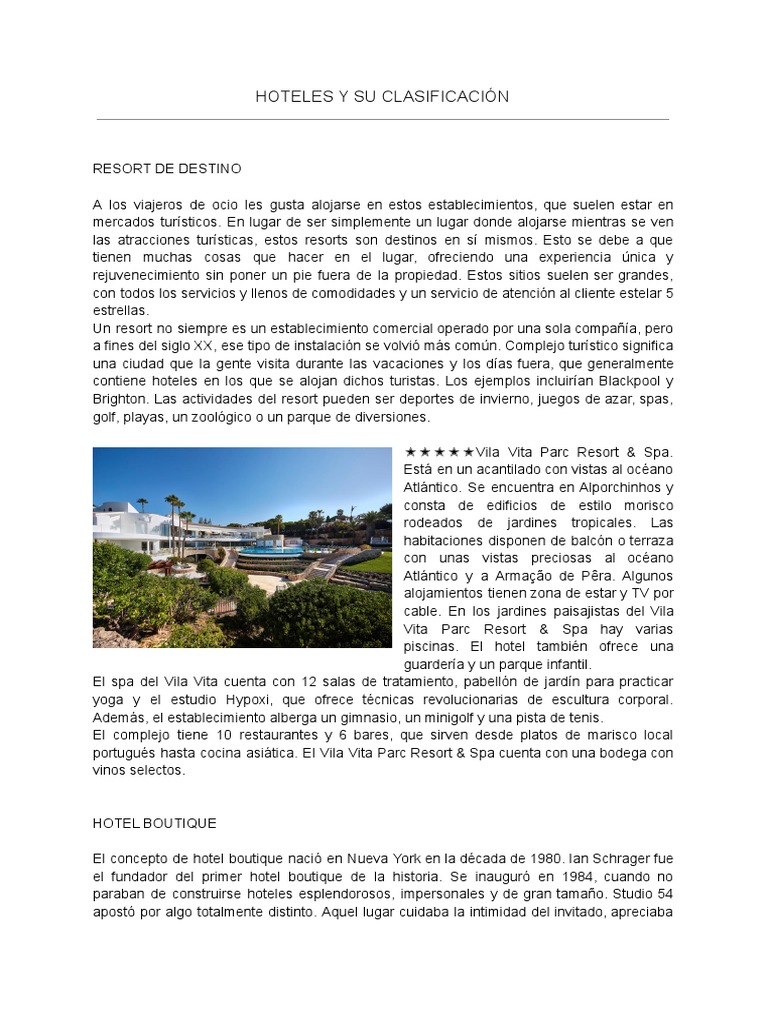 Hoteles y Su Clasificación | PDF | Hotel | Recurso