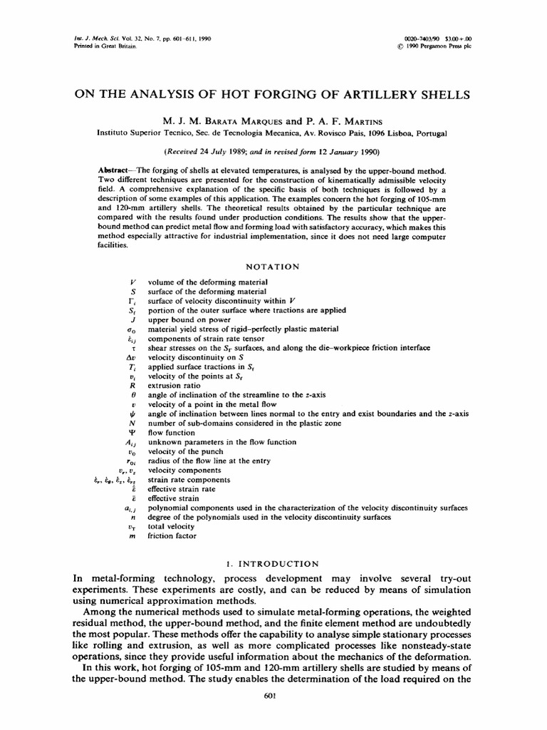 On the Analysis of Hot Forging of Artillery Shells | PDF | Stress (Mechanics) | Forging