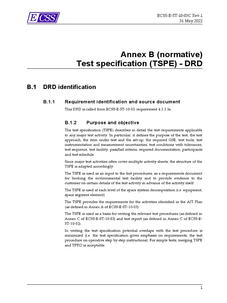Space System Test Specification Guide | PDF | Technology & Engineering