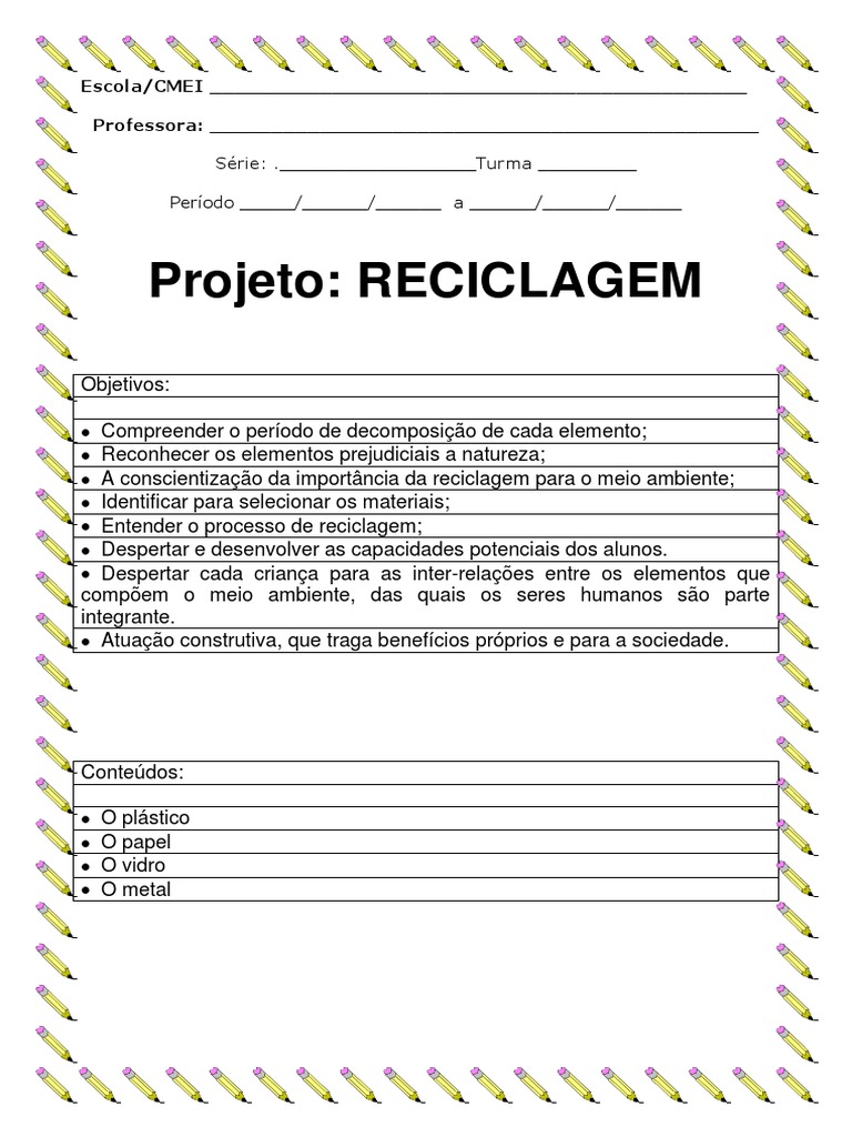 Projeto Reciclar_ | PDF | Reciclagem | Desperdício