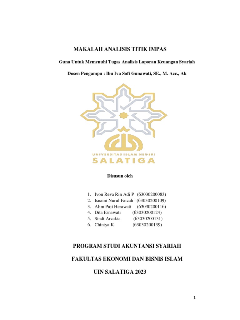 Makalah Analisis Titik Impas Kel.5 | PDF
