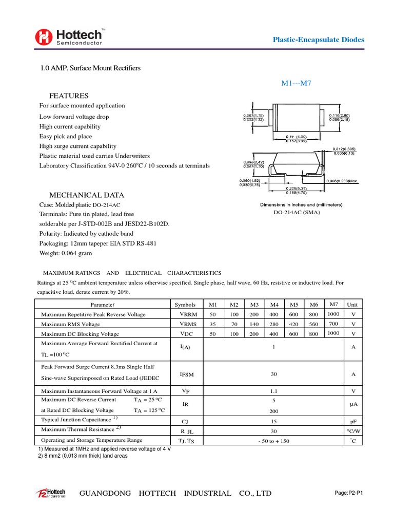 M4 Diode SMD Specifications and Ratings | PDF