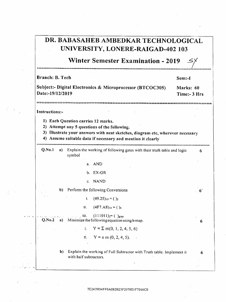 Btech 3 Sem Digital Electronics and Microprocessor Btcoc305 Nov 2019 | PDF Btech 3 Sem Digital Electronics and Microprocessor Btcoc305 Nov 2019 | PDF