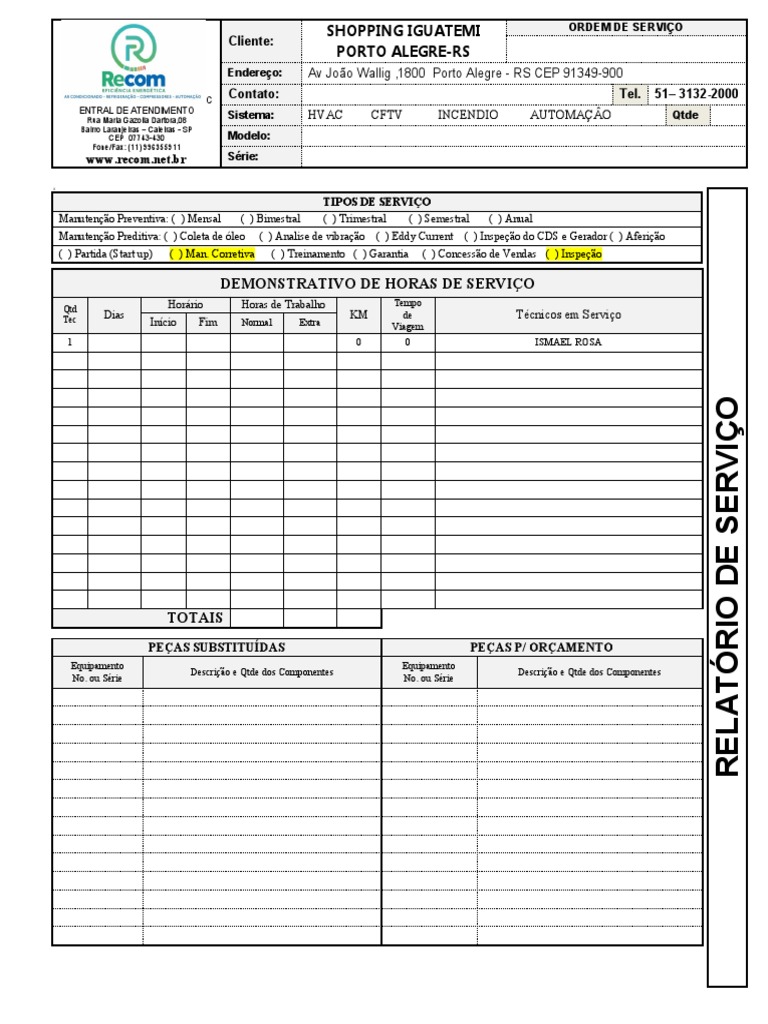 Recom - Relatório de Serviços | PDF