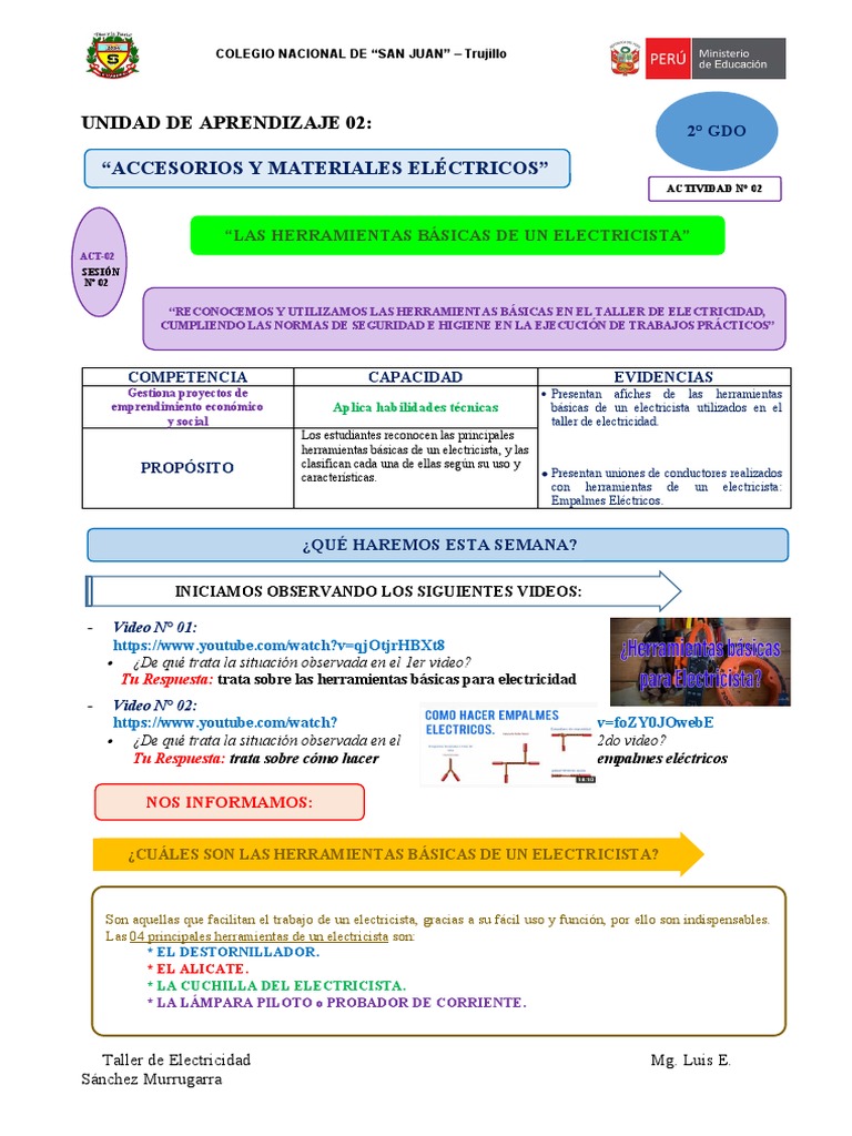 Actividad #02-Ses. 02 Ept 2° Gdo | PDF | Herramientas | Tornillo