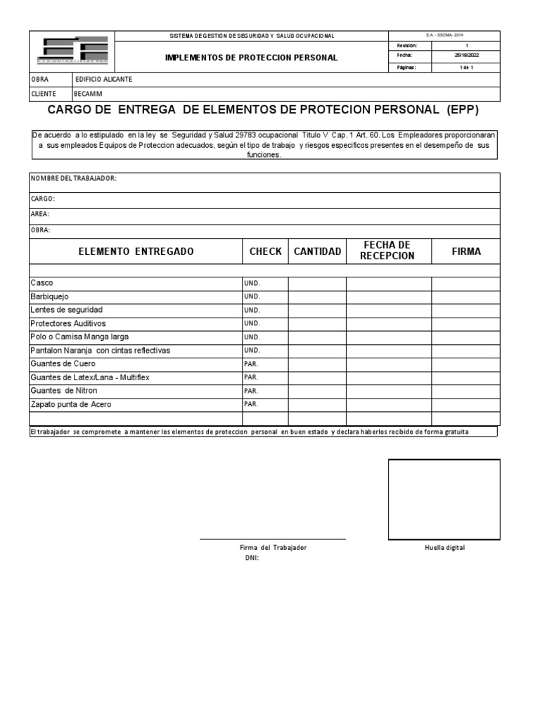 Formato Entrega de EPP | PDF