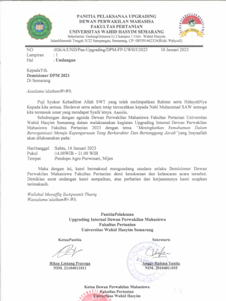 Surat Undangan Demisioner 2021 | PDF
