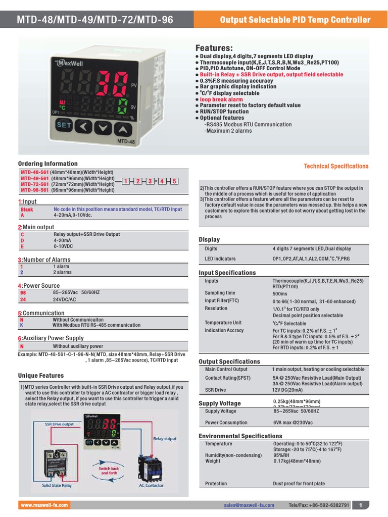 Maxwell-Catalog (MTD Temperature Controller) | PDF