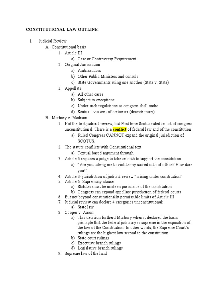 Constitutional Law Outline | PDF