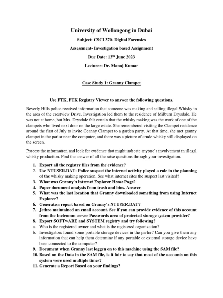 Assignment Questions and Instructions - Wes Mantooth and Granny Clampet | PDF | Internet ...