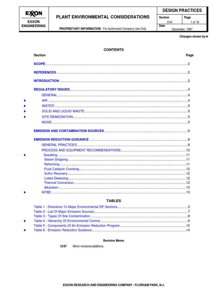 Enviro - Design Practices - Plant Environmental Considerations (Exxon ...