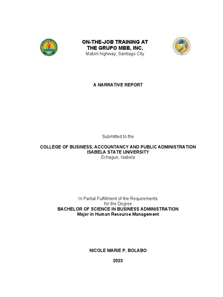 Narrative Report Part 1 | PDF