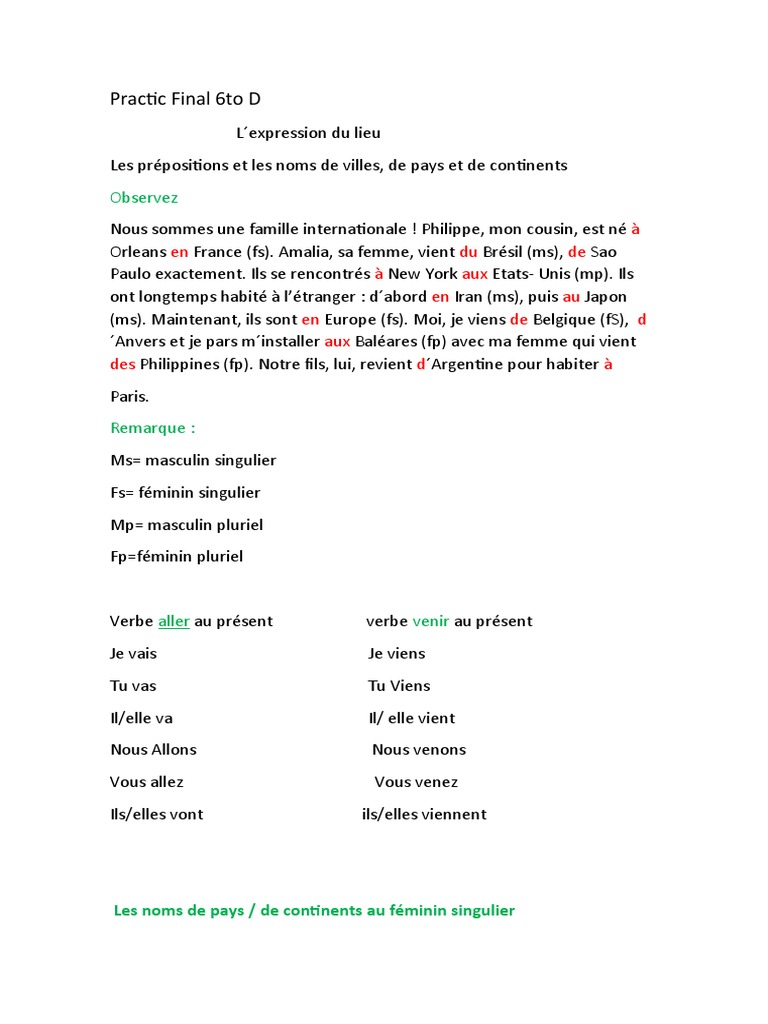 Les Prepositions | PDF