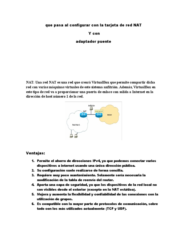 Que Pasa Al Configurar Con La Tarjeta de Red NAT | PDF | Red de ...