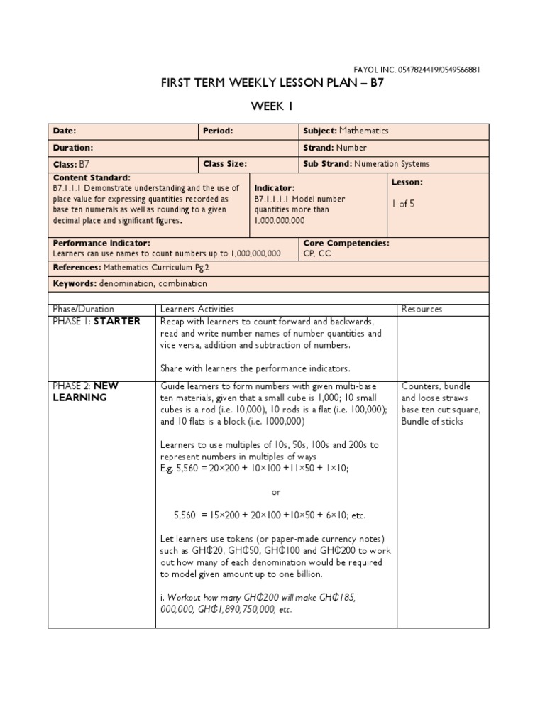 B7 Mathematics Lesson Plan: Place Value | PDF | Significant Figures ...