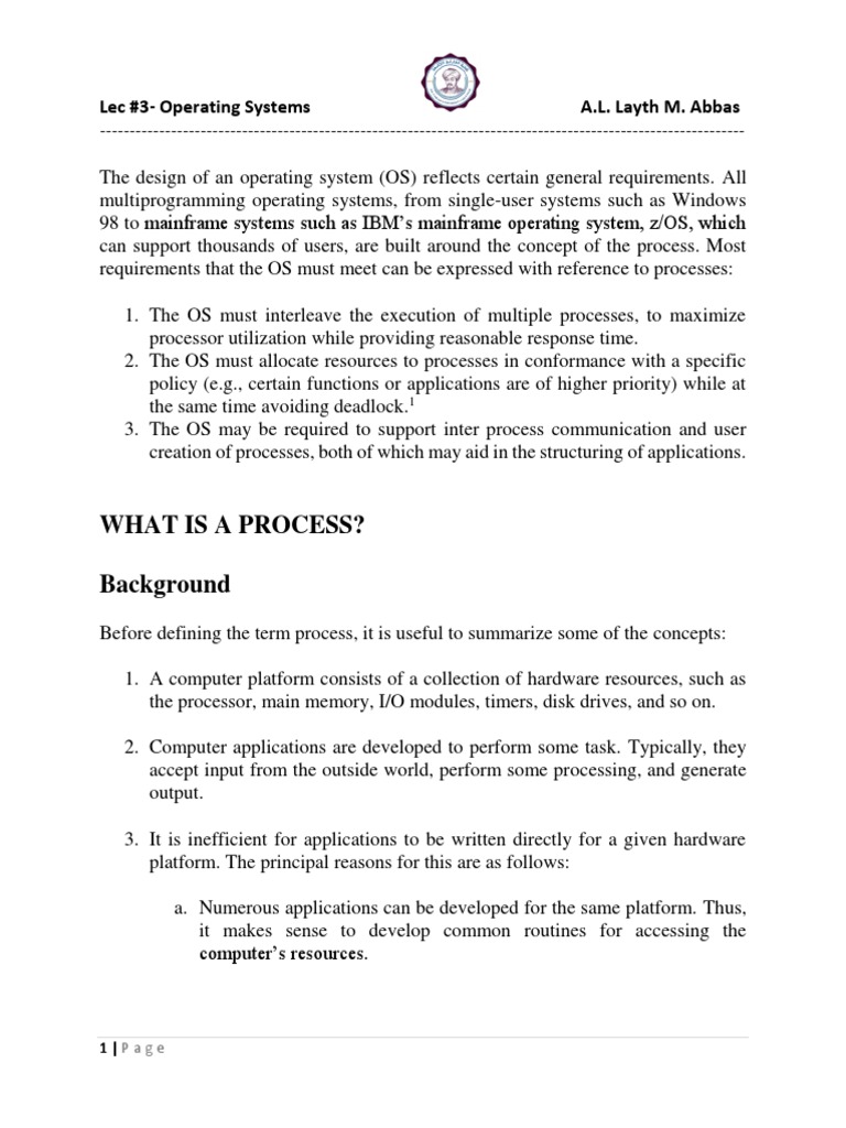 Lecture 3 | PDF | Process (Computing) | Operating System Lecture 3 | PDF | Process (Computing) | Operating System