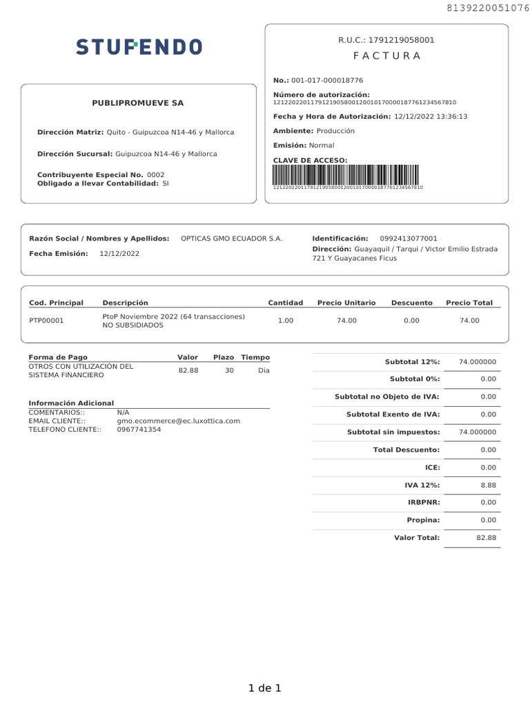 Ejemplo de Factura | PDF