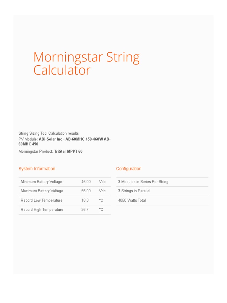 String Calculator Morningstar Corporation | PDF