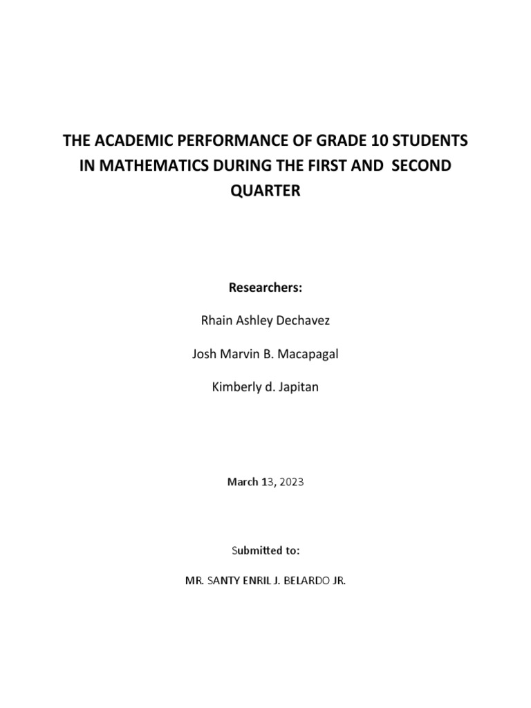 Grade 10 Math Performance Analysis | PDF | Sampling (Statistics) | Variance