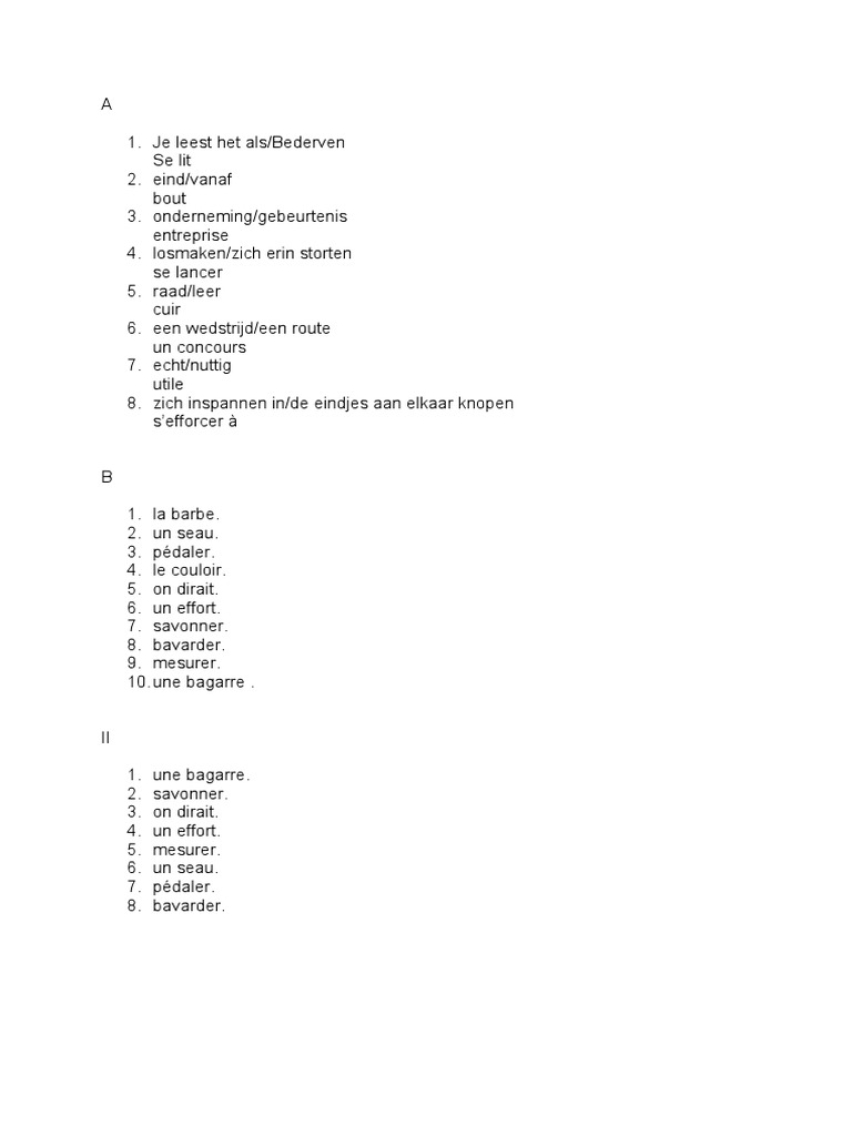 Frans Formatieve Toets | PDF