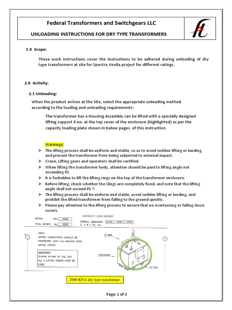 Unloading Instructions - CRT-drytype | PDF