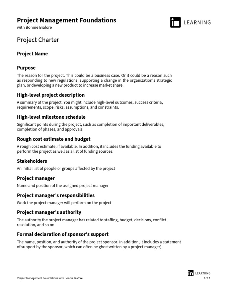 Project Charter Essentials Guide | PDF