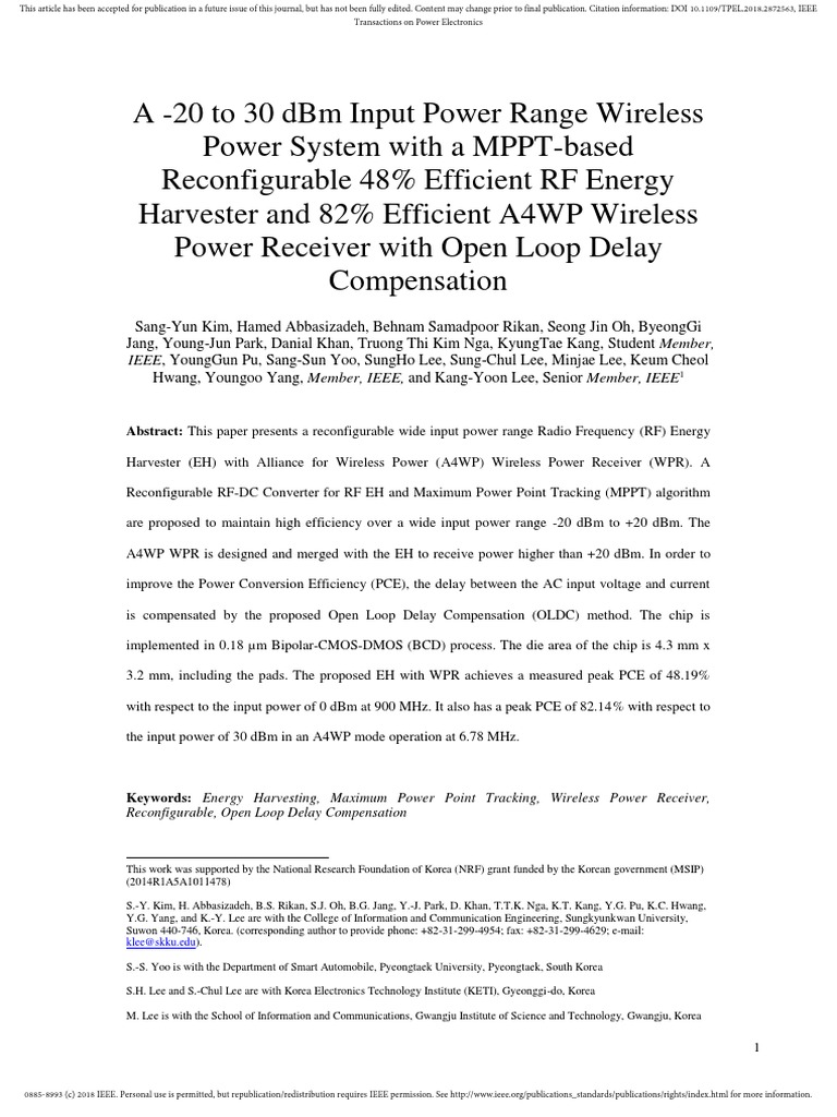 A - 20 To 30 DBM Input Power Range Wireless Power System With A MPPT ...