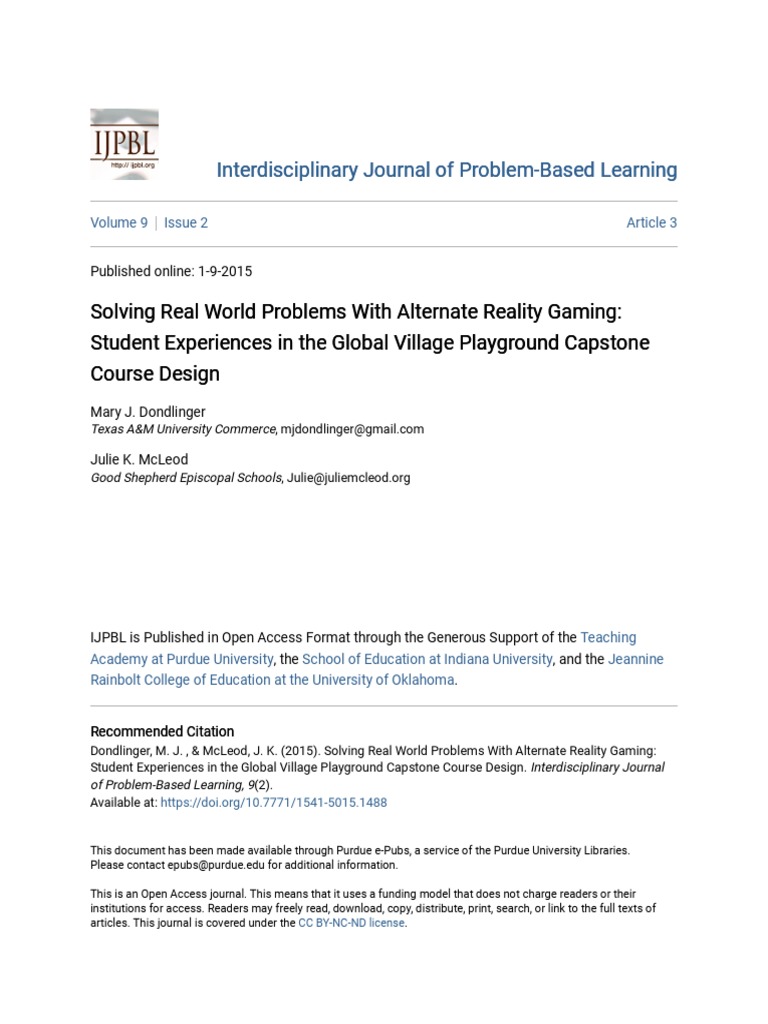 9 Solving Real World Problems With Alternate Reality Gaming | Download Free PDF | Learning ...