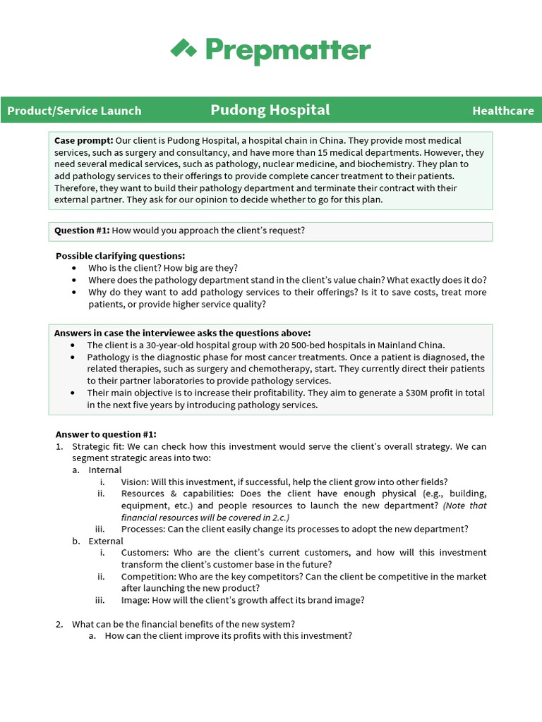 Pudong-Hospital Case Practice | PDF