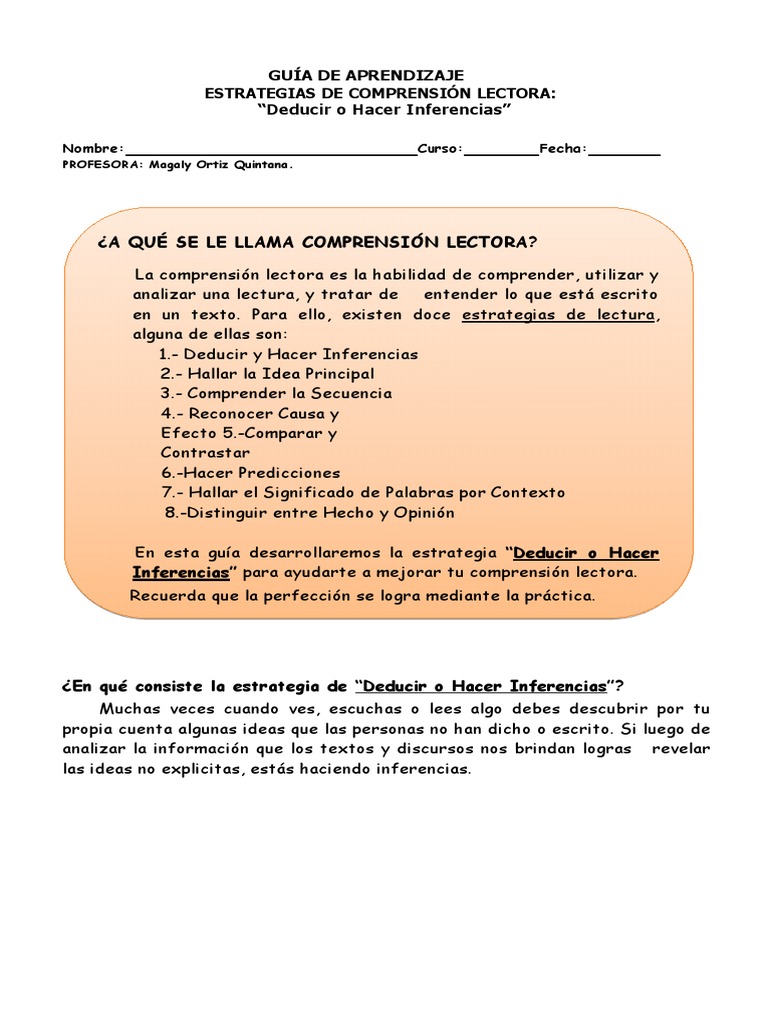 1 Estrategias de Comprension Lectora Inferencias | PDF