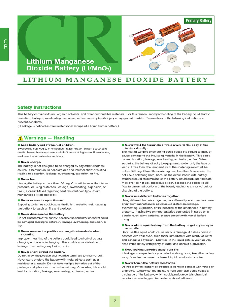Lithium Manganese Dioxide Battery | PDF