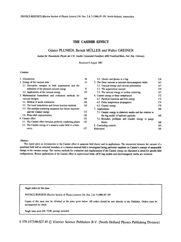 The Casimir Effect | PDF | Field (Physics) | Quantum Field Theory