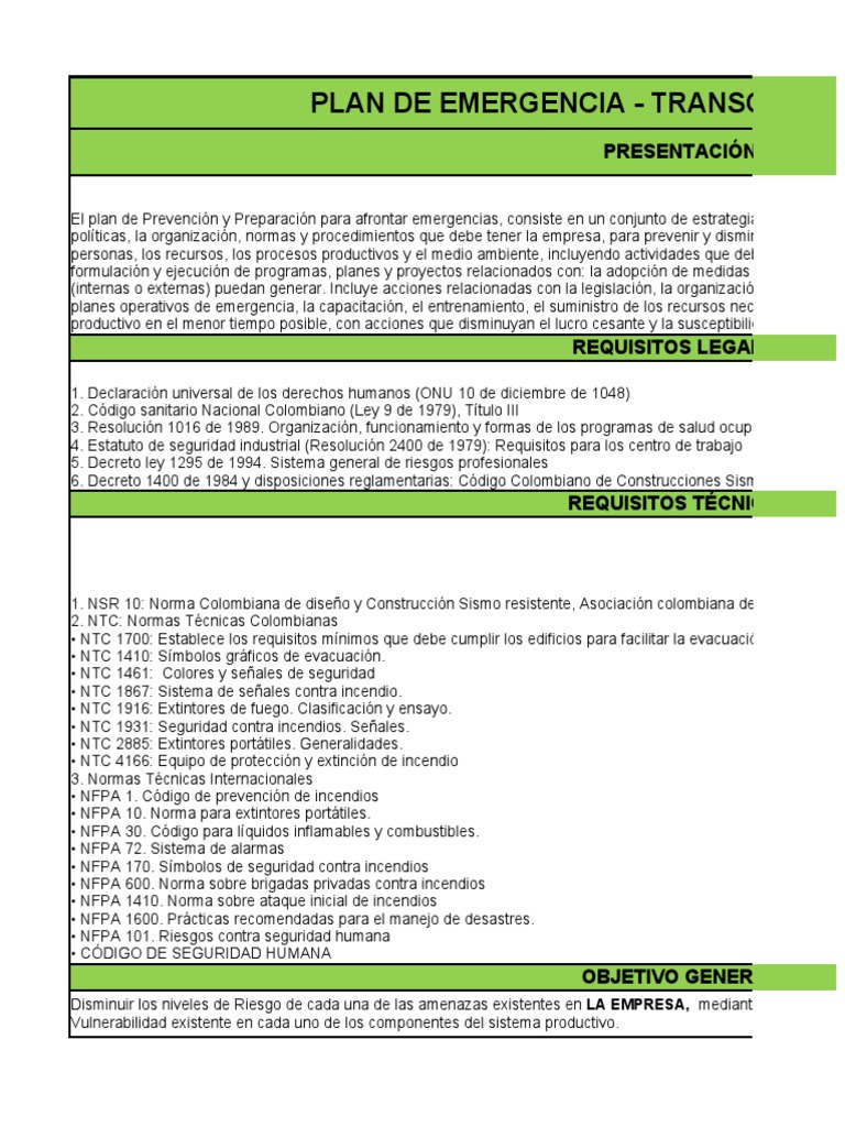 Plan Emergencias TRANSCOMER SEO | PDF