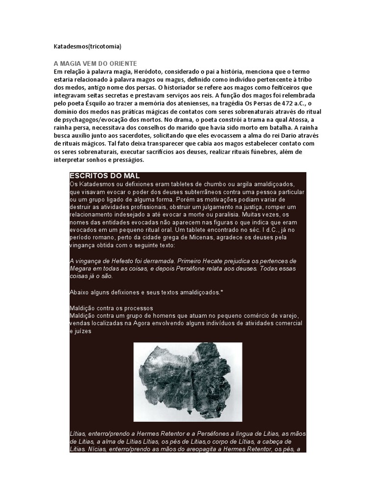 Katadesmos Imagem (Fonte Herética Tricotomista) . | PDF | Mitologia ...