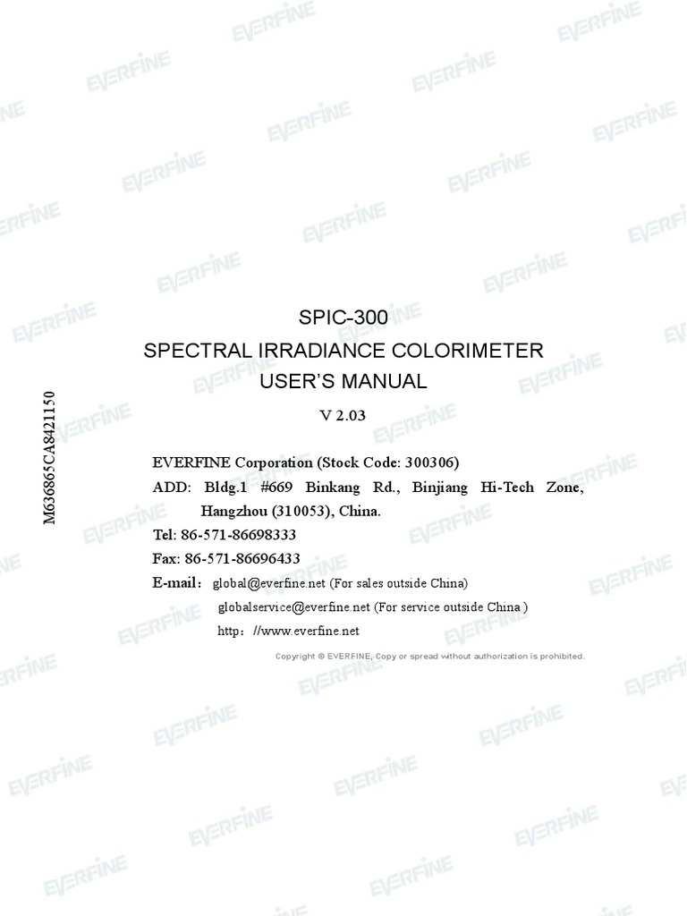 SPIC-300 User Manual V2.03 | PDF