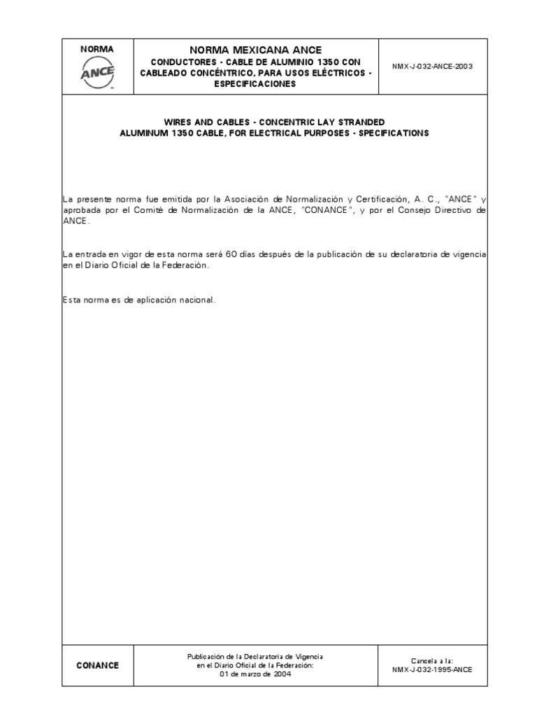 NMX J 032 Ance 2003 | PDF | Conductor electrico | Resistor